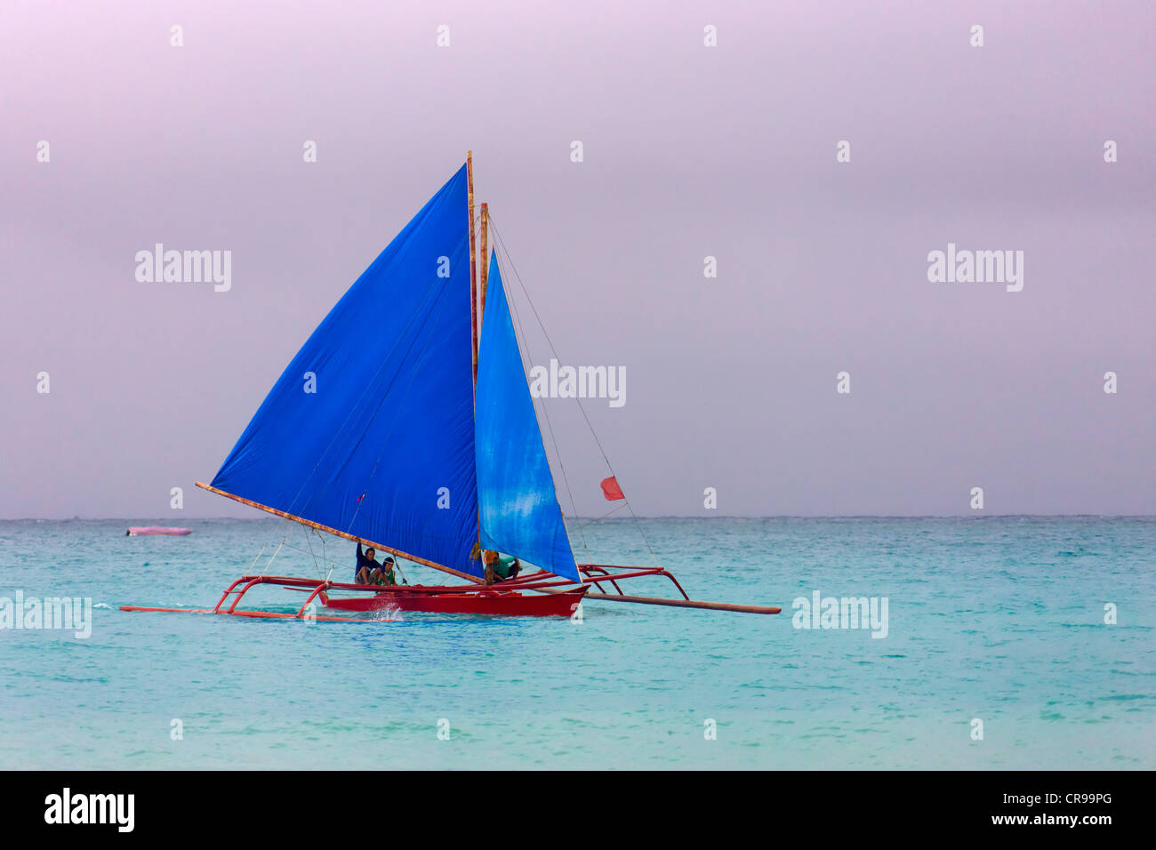 Sail boat in the ocean, Boracay Island, Aklan Province, Philippines ...