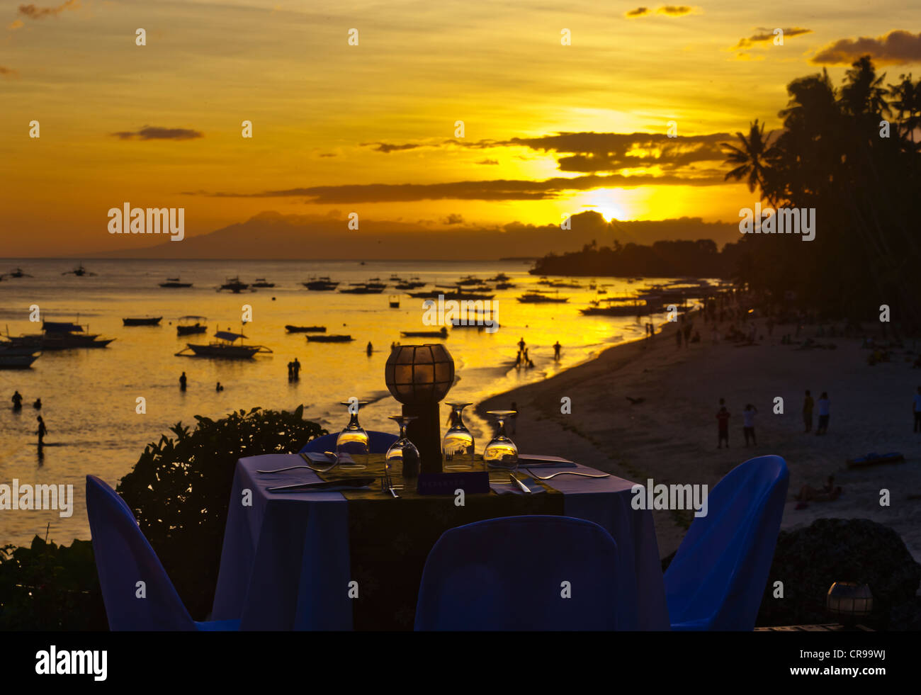 Dining table by the beach, Bohol Island, Philippines Stock Photo - Alamy