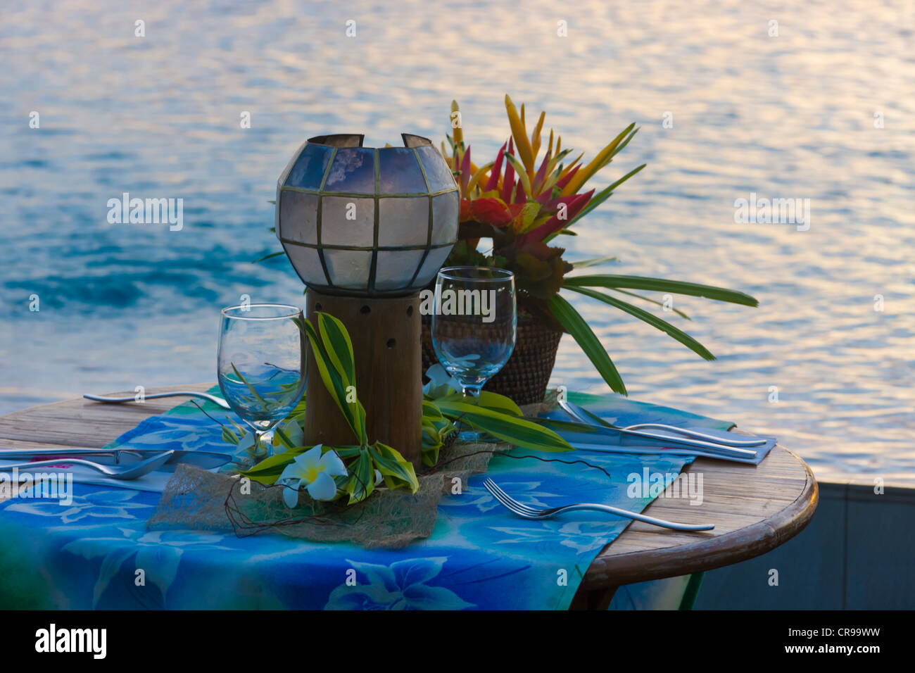 Dining table by the beach, Bohol Island, Philippines Stock Photo - Alamy