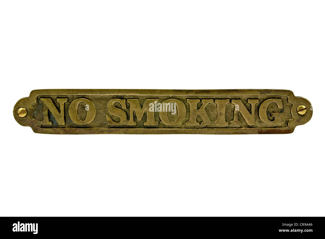 brassy sign no smoking isolated on white background Stock Photo - Alamy