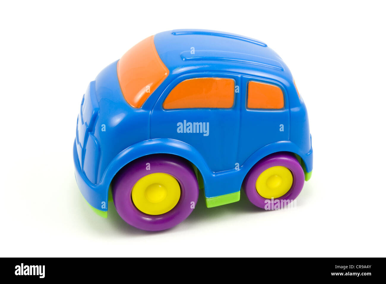 colorful plastic car on a white background Stock Photo - Alamy