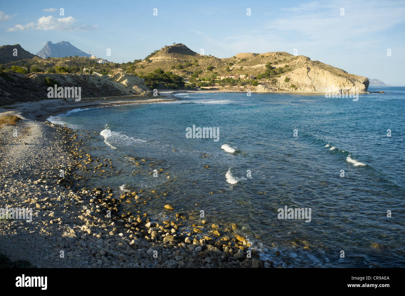 A secluded bay on the Costa Blanca in soft evening light Stock Photo ...