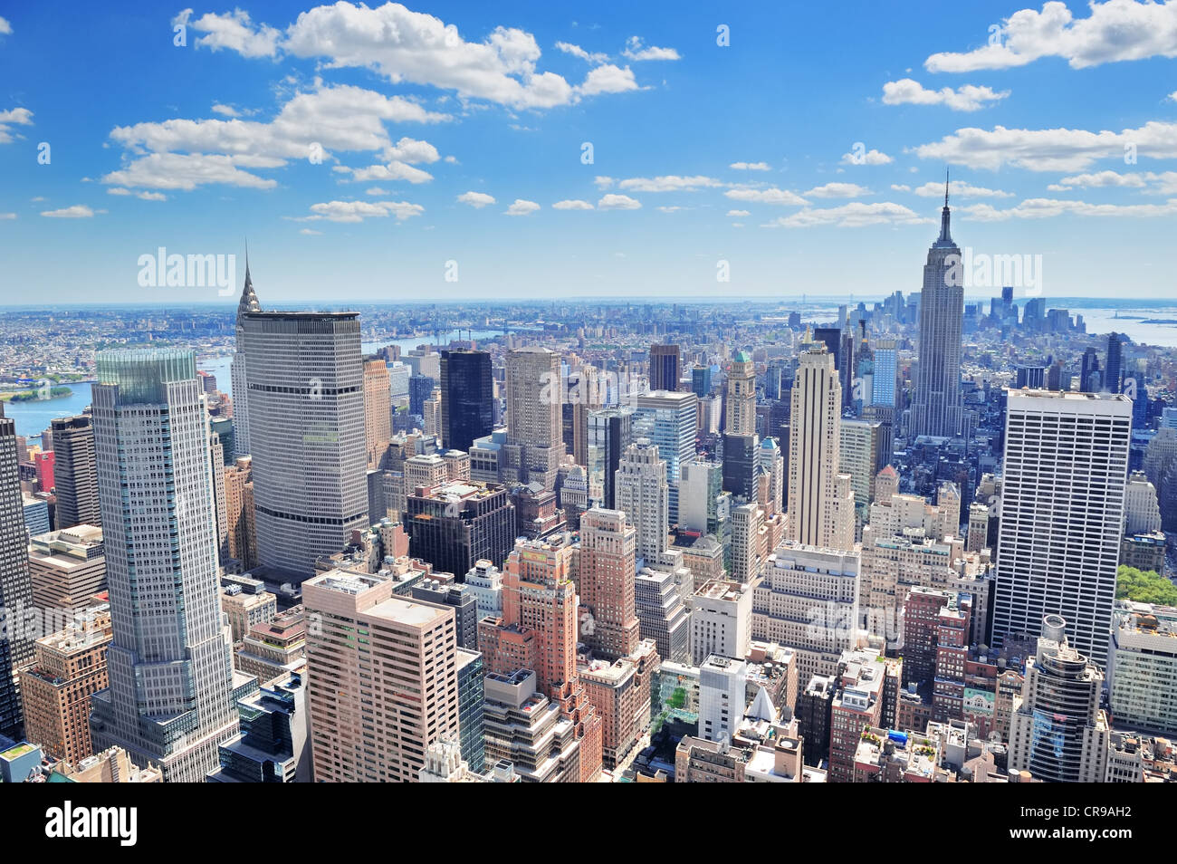 New York City Manhattan midtown aerial panorama view with skyscrapers ...