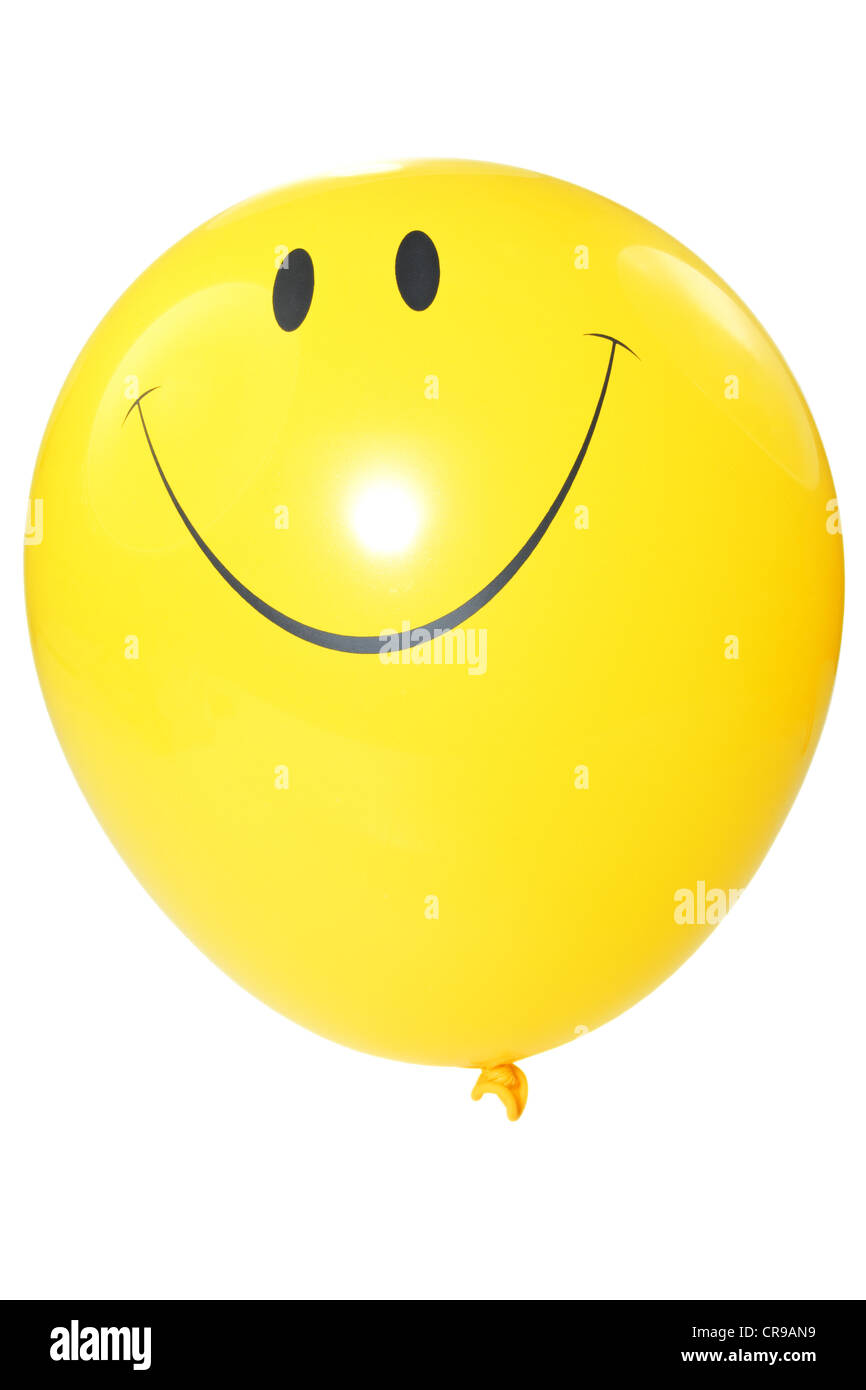 smiley faced balloon isolated on white background Stock Photo - Alamy