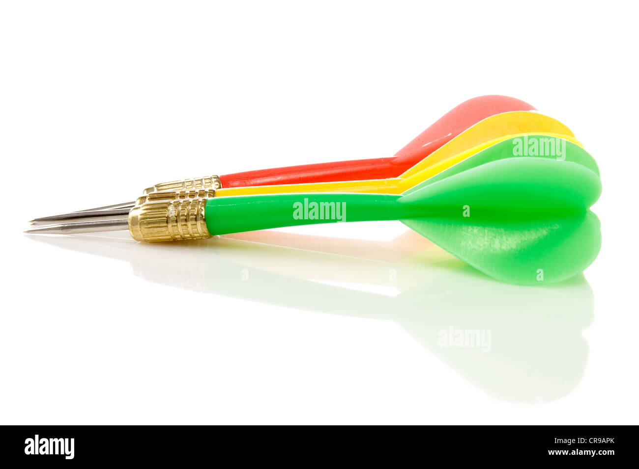 three darts with reflection on white background Stock Photo - Alamy
