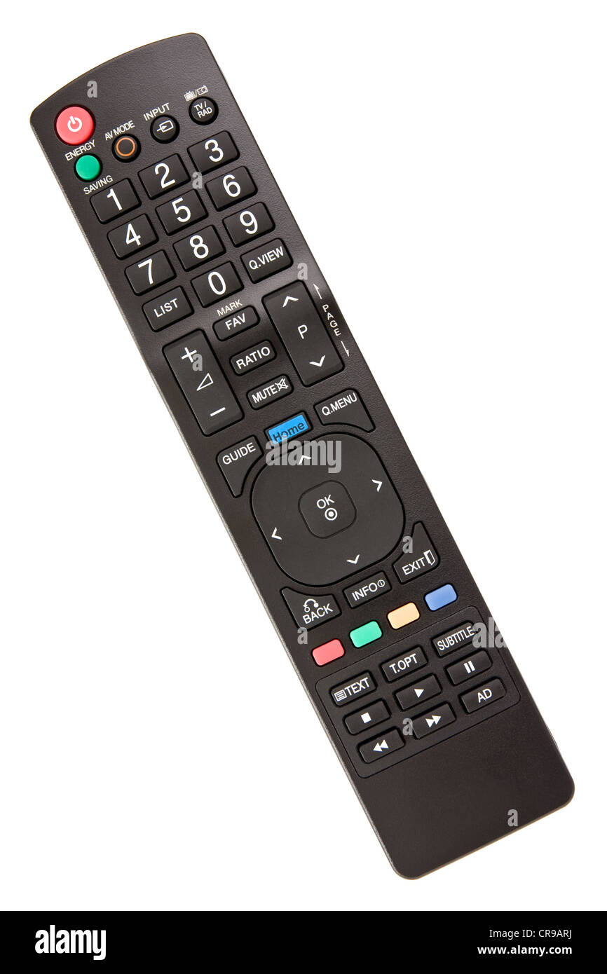 TV remote control isolated on white background Stock Photo - Alamy