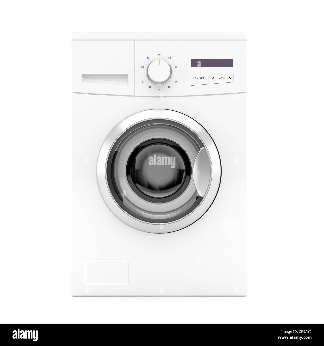 Front view of washing machine on white background. 3d image Stock Photo ...