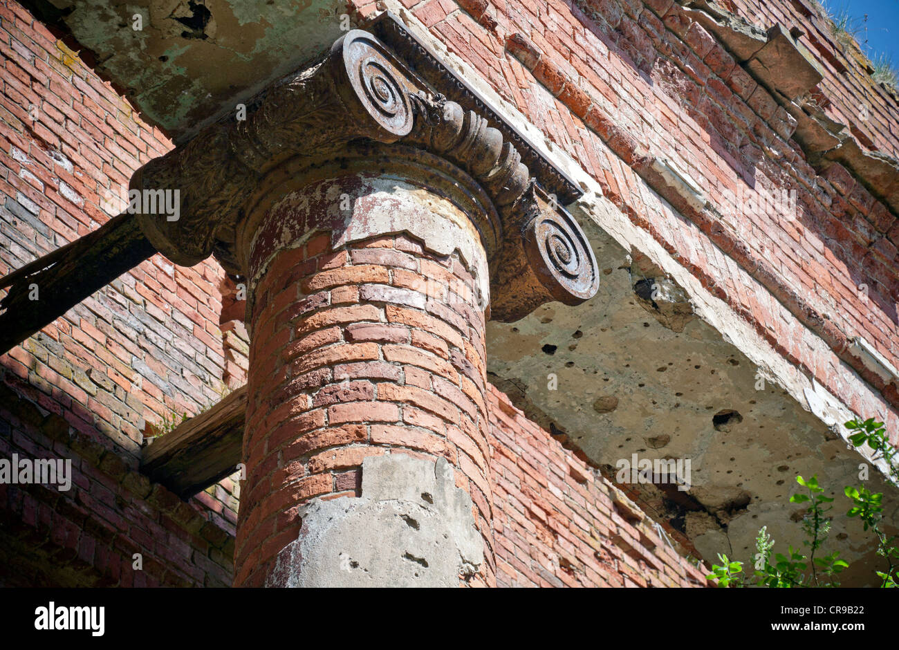 Abandoned Russian landmark: ruins of old military quarters. Was built ...