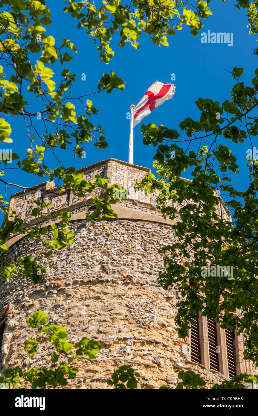 English church with flag hi-res stock photography and images - Alamy
