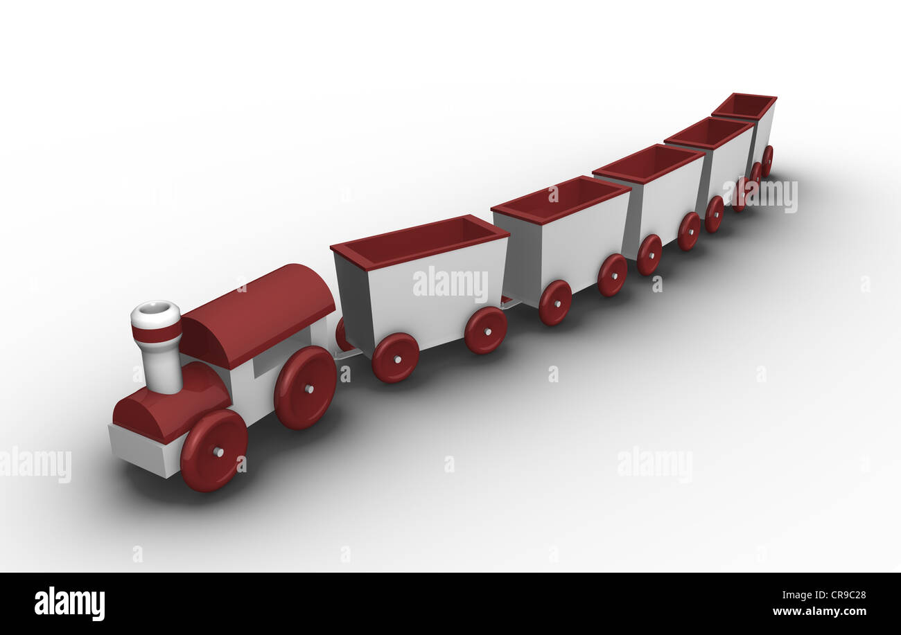 Toy train with 5 carriages; 3D rendered illustration Stock Photo - Alamy