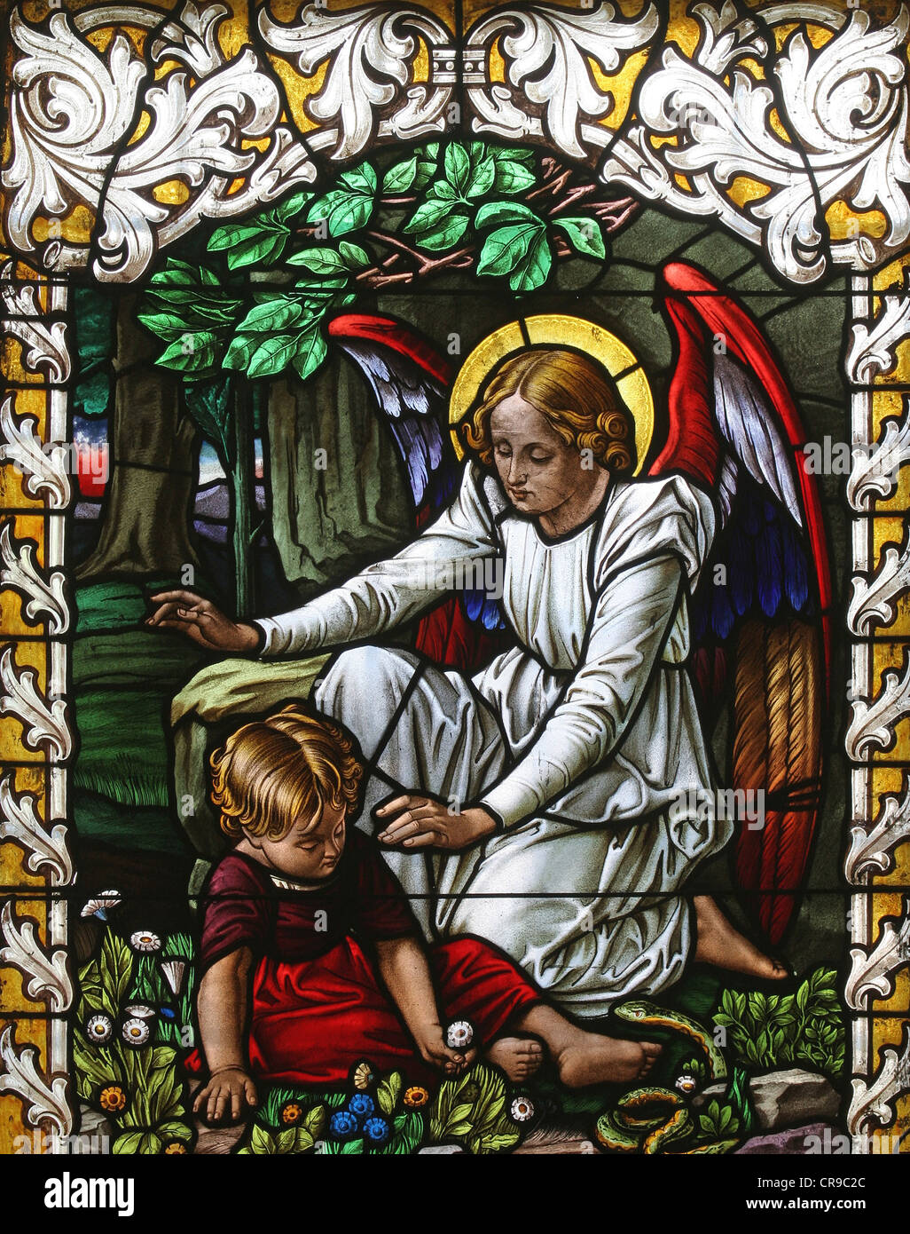 Angel guardian stained glass window hi-res stock photography and images ...