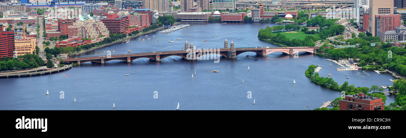 Boston Charles River aerial view with buildings and bridge Stock Photo ...
