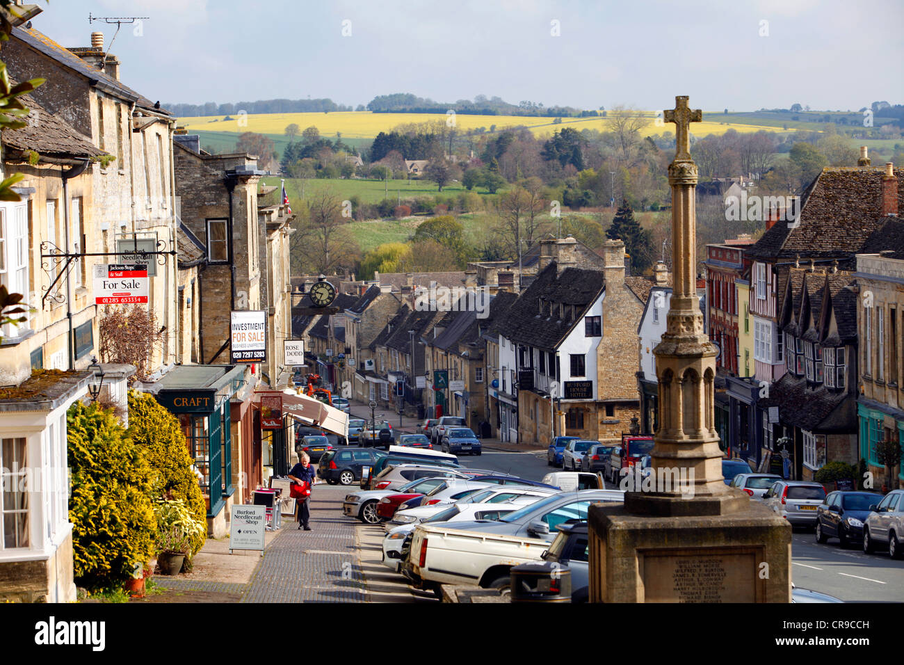 Burford, a small town on the River Windrush in the Cotswold Hills ...