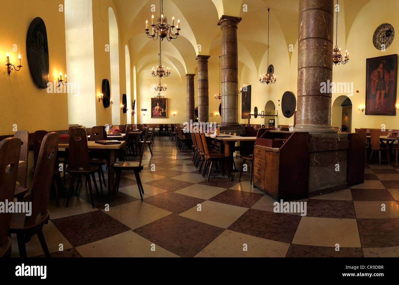 Germany Munich wine cellar restaurant interior Stock Photo - Alamy