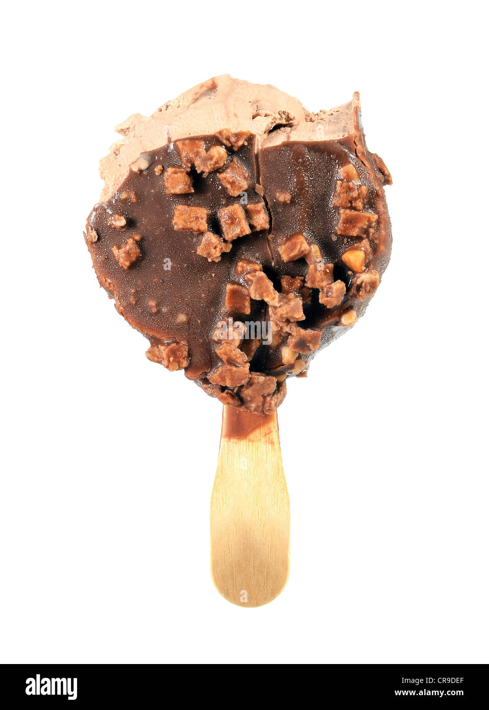 bitten ice cream with chocolate a stick isolated on white background ...