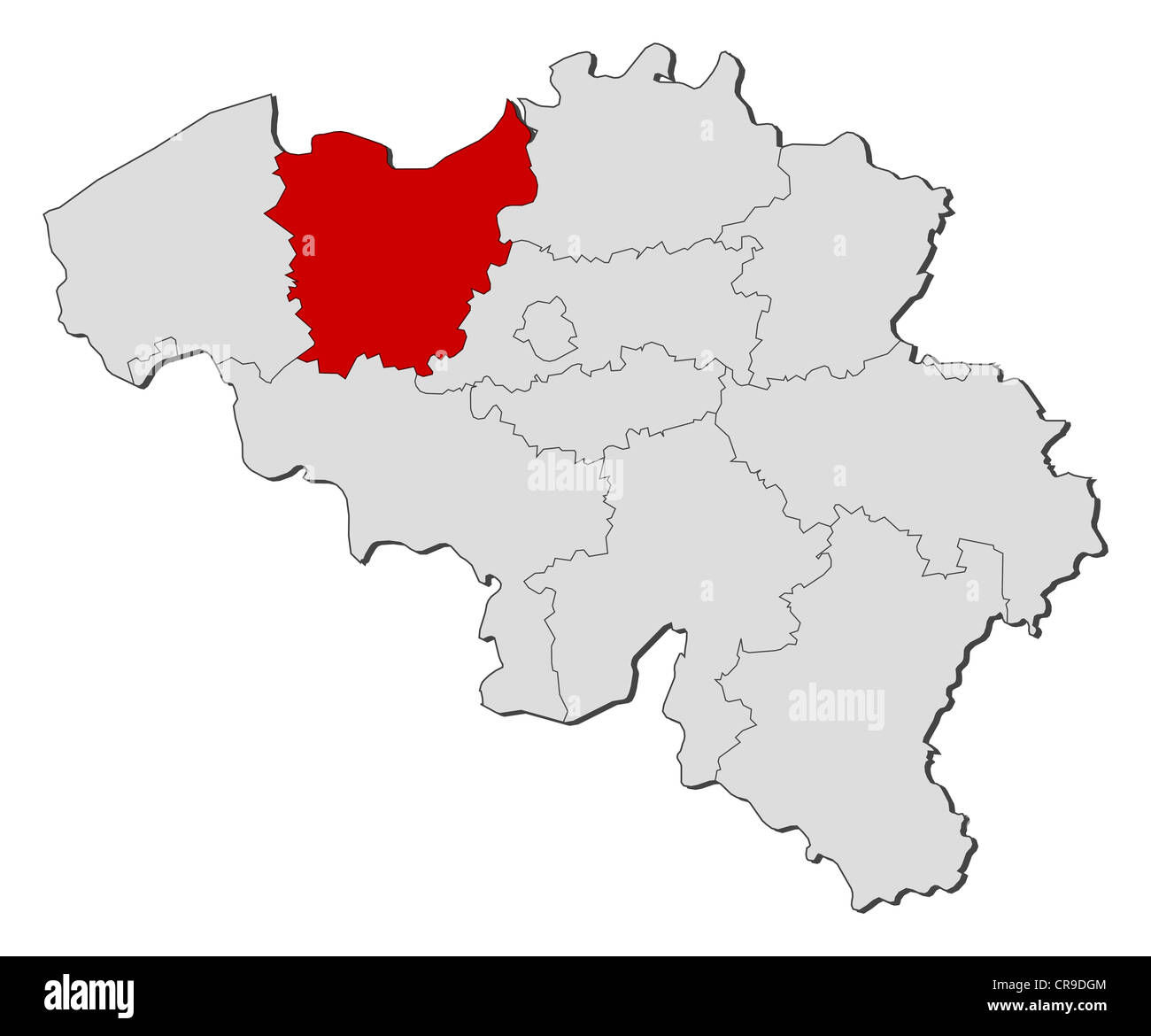 Political map of Belgium with the several states where East Flanders is ...