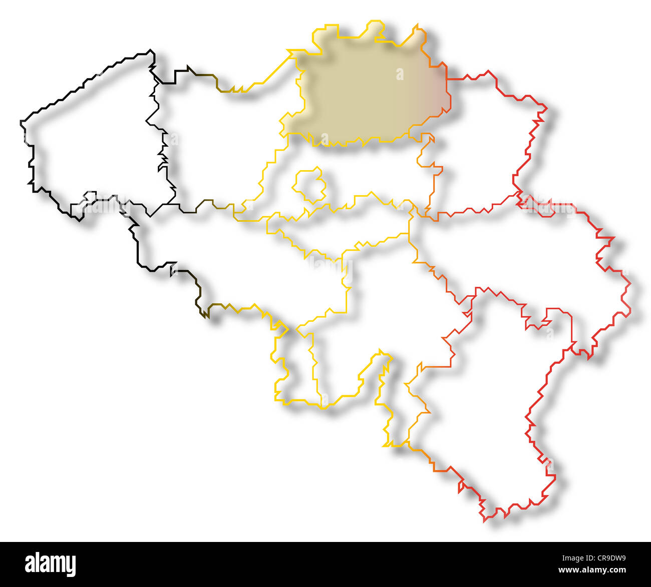 Political map of Belgium with the several states where Antwerp is ...