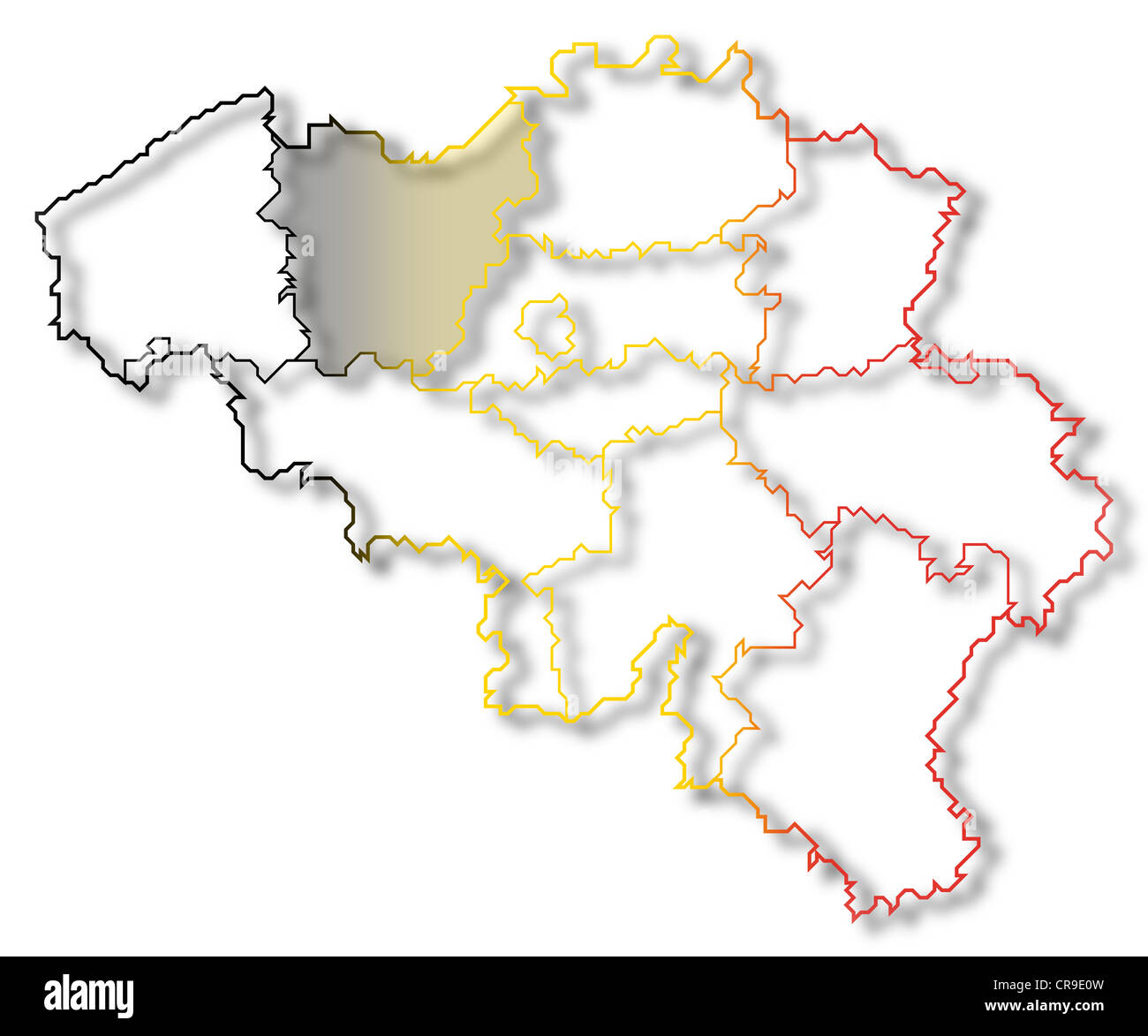 Political map of Belgium with the several states where East Flanders is ...
