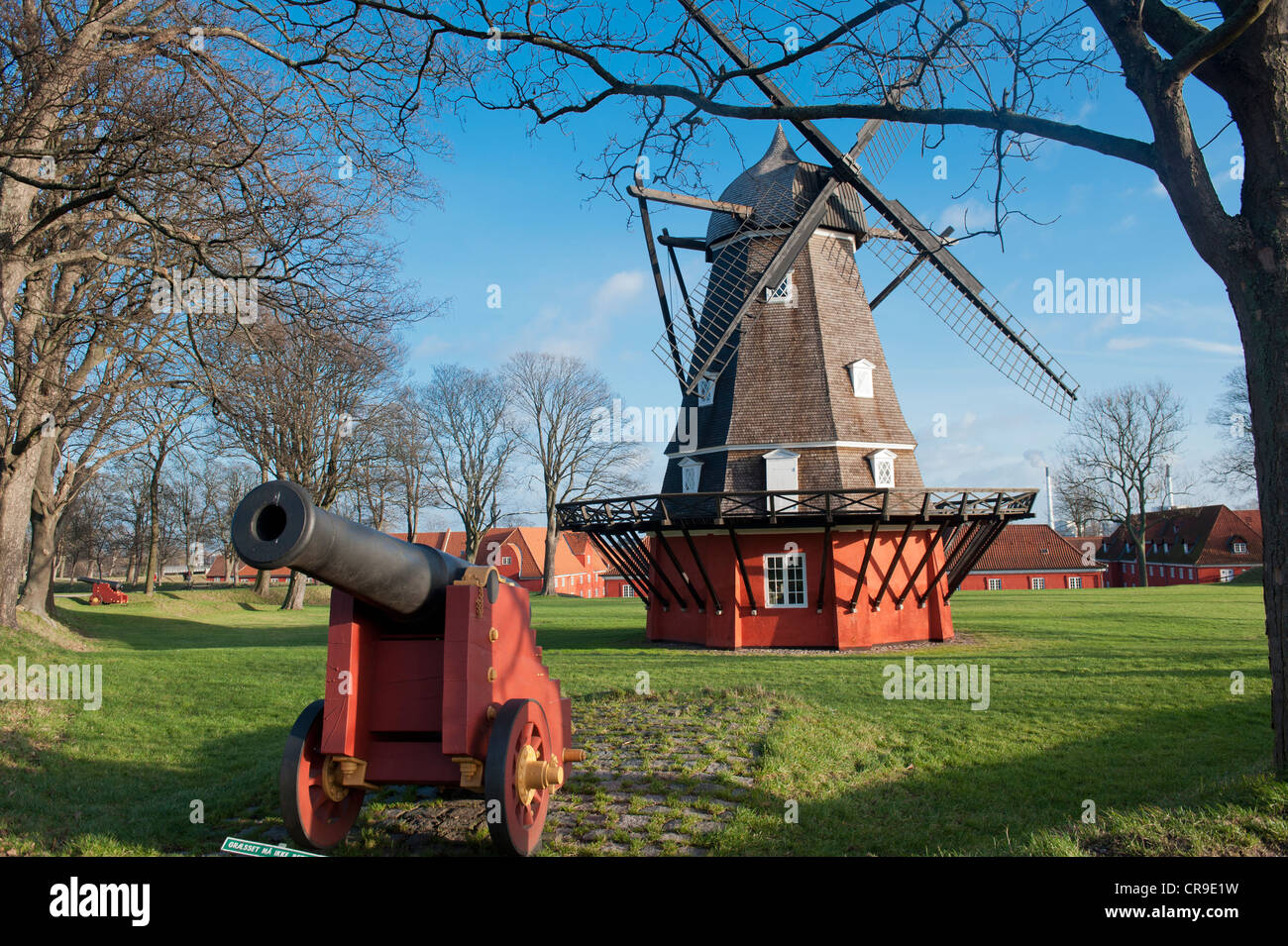 Old town with its castle and windmill hi-res stock photography and ...