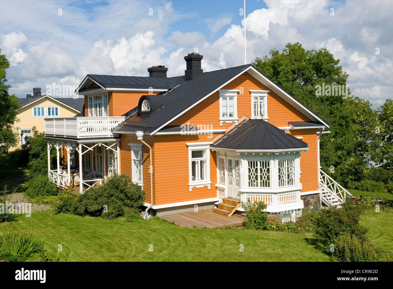 Traditional private wood house in Finland Stock Photo - Alamy