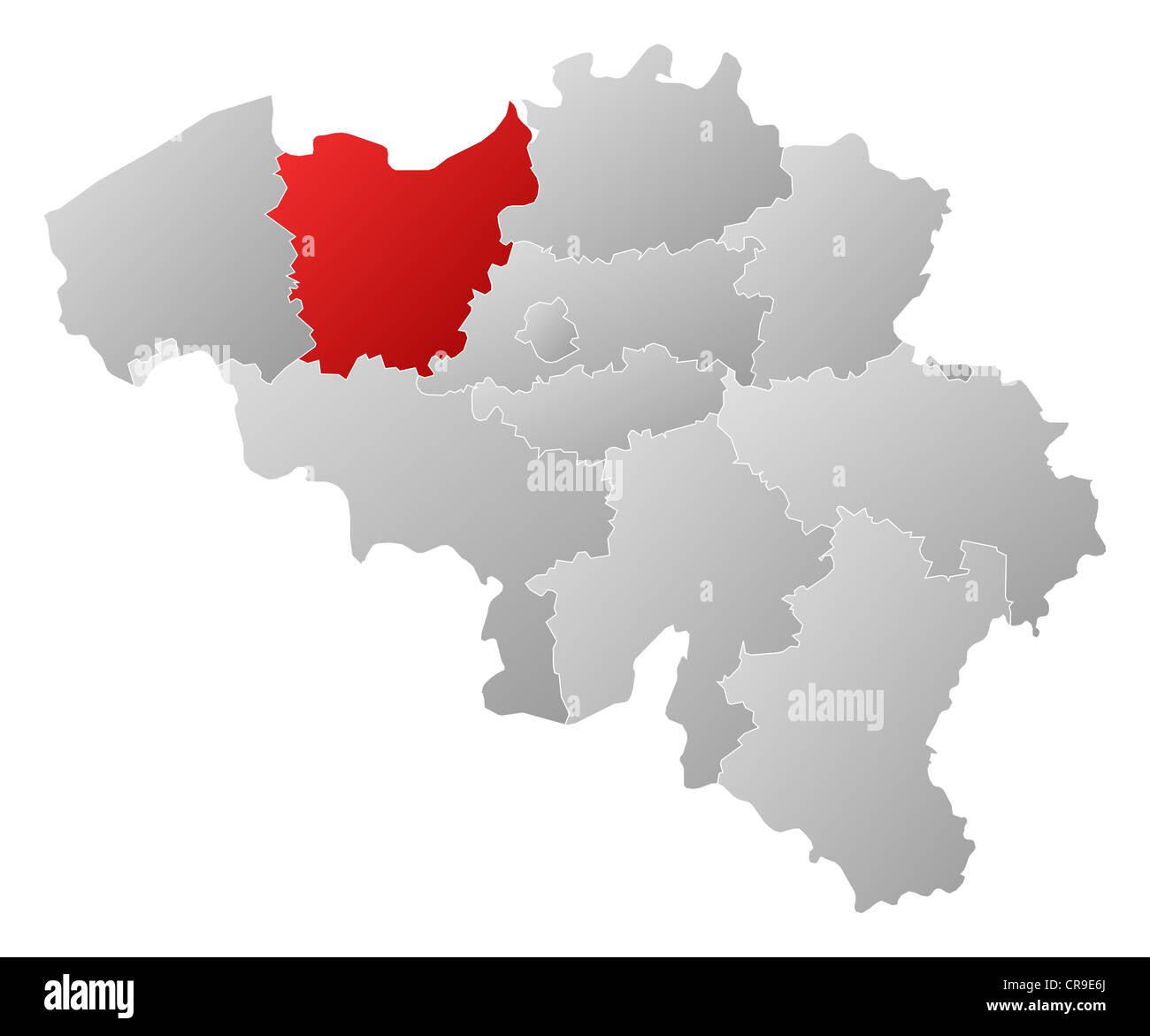 Political map of Belgium with the several states where East Flanders is ...