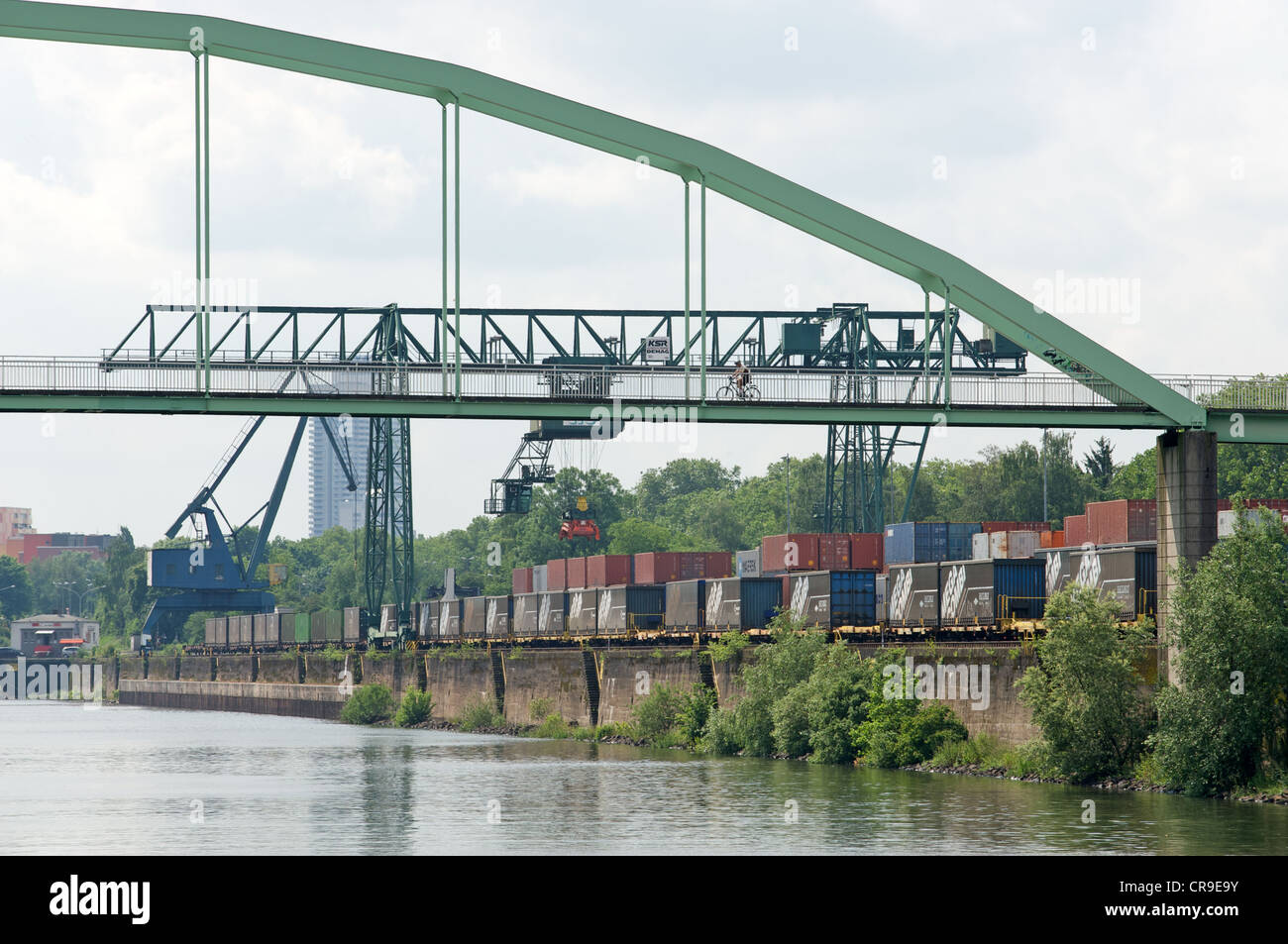Container terminal river Rhine Germany Stock Photo - Alamy