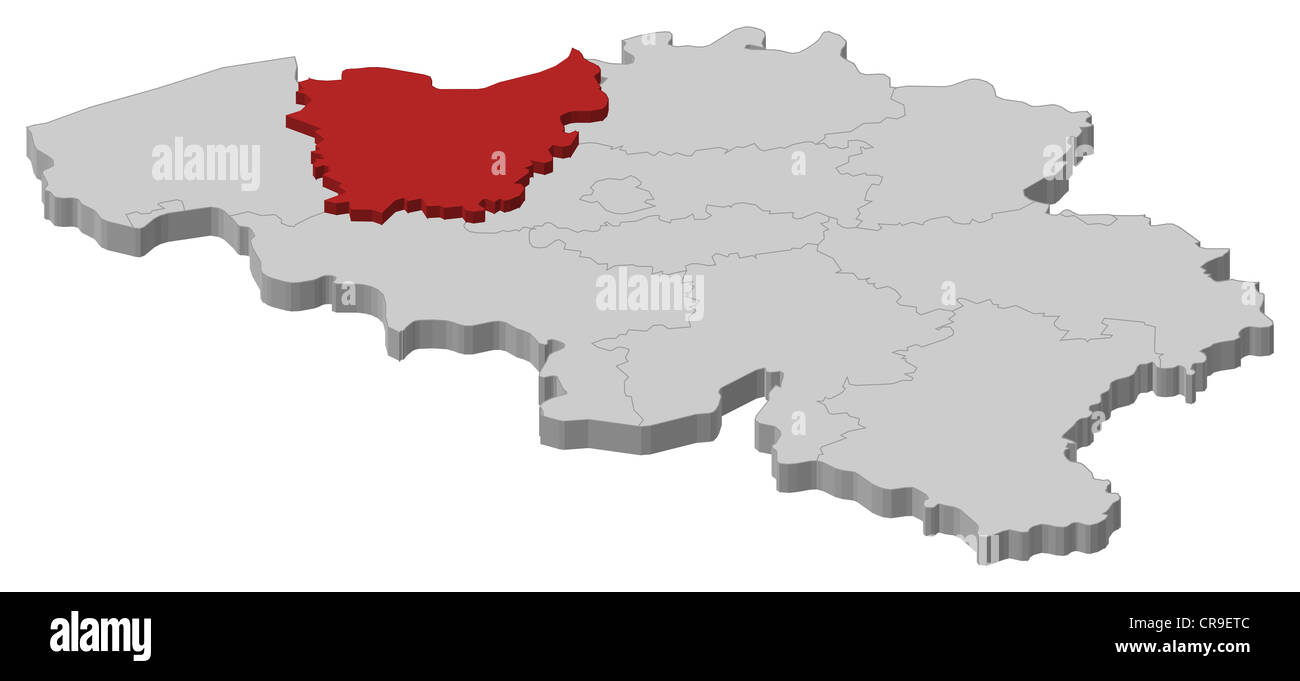 Political map of Belgium with the several states where East Flanders is ...
