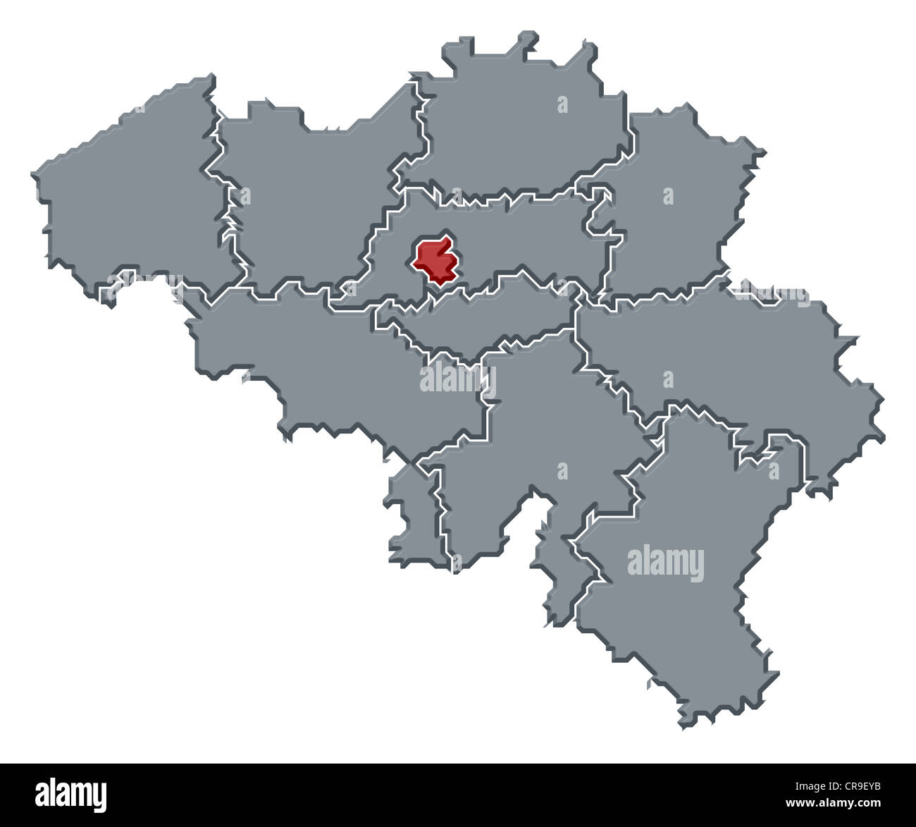 Political map of Belgium with the several states where Brusseles is ...