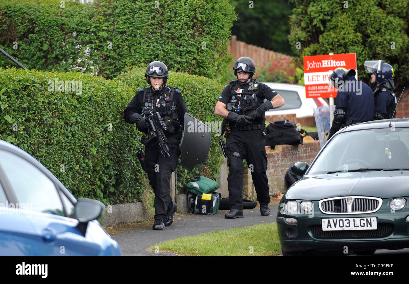 Police some of them armed surround a house in Colbourne Avenue Brighton ...