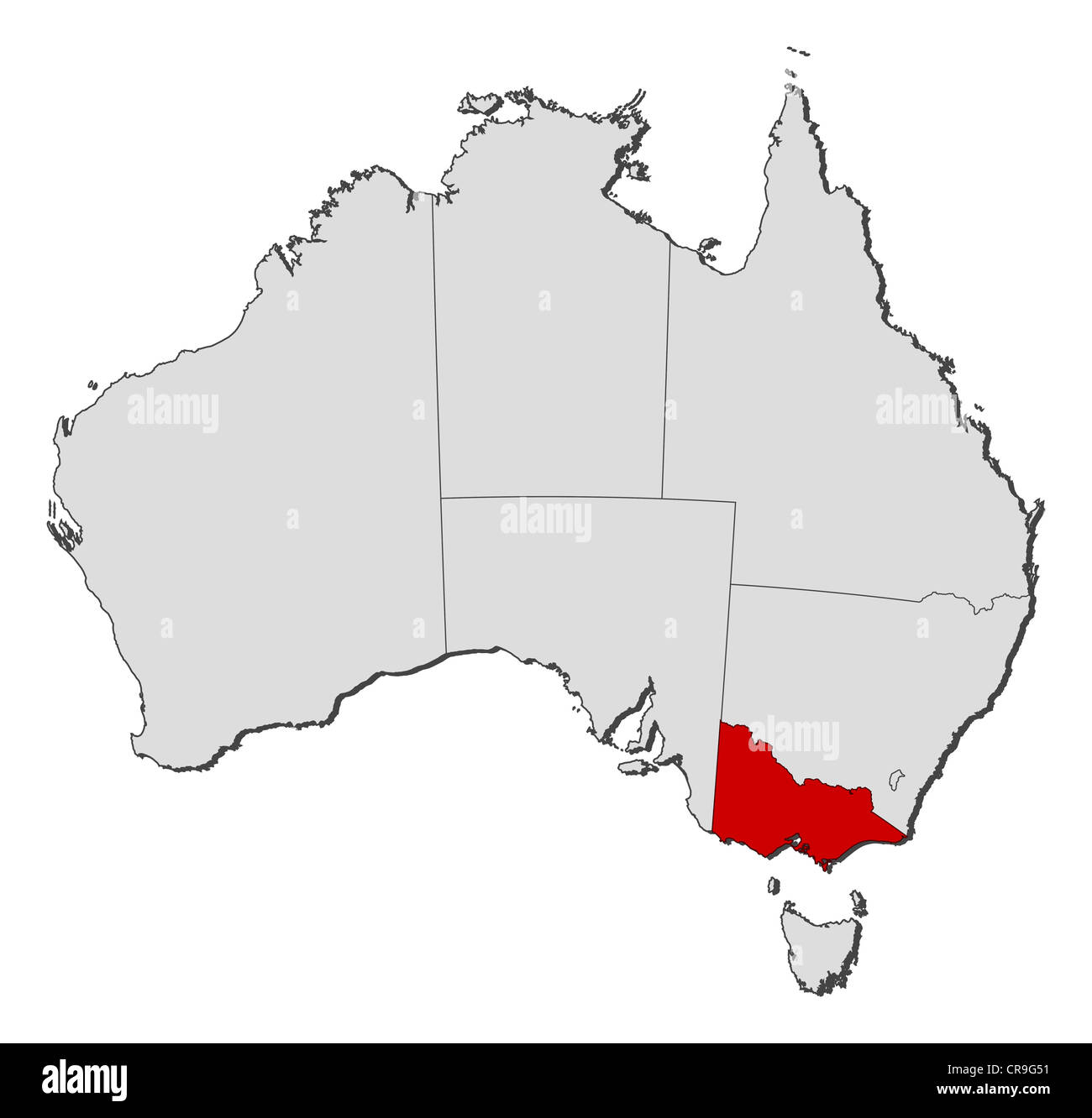 Political map of Australia with the several states where Victoria is ...