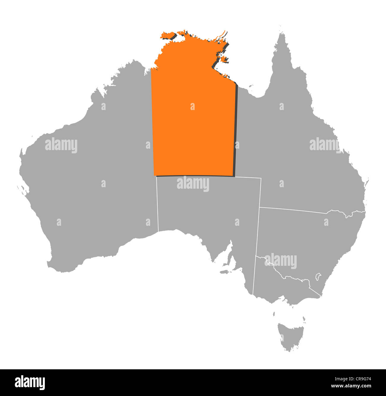 Political map of Australia with the several states where Northern ...