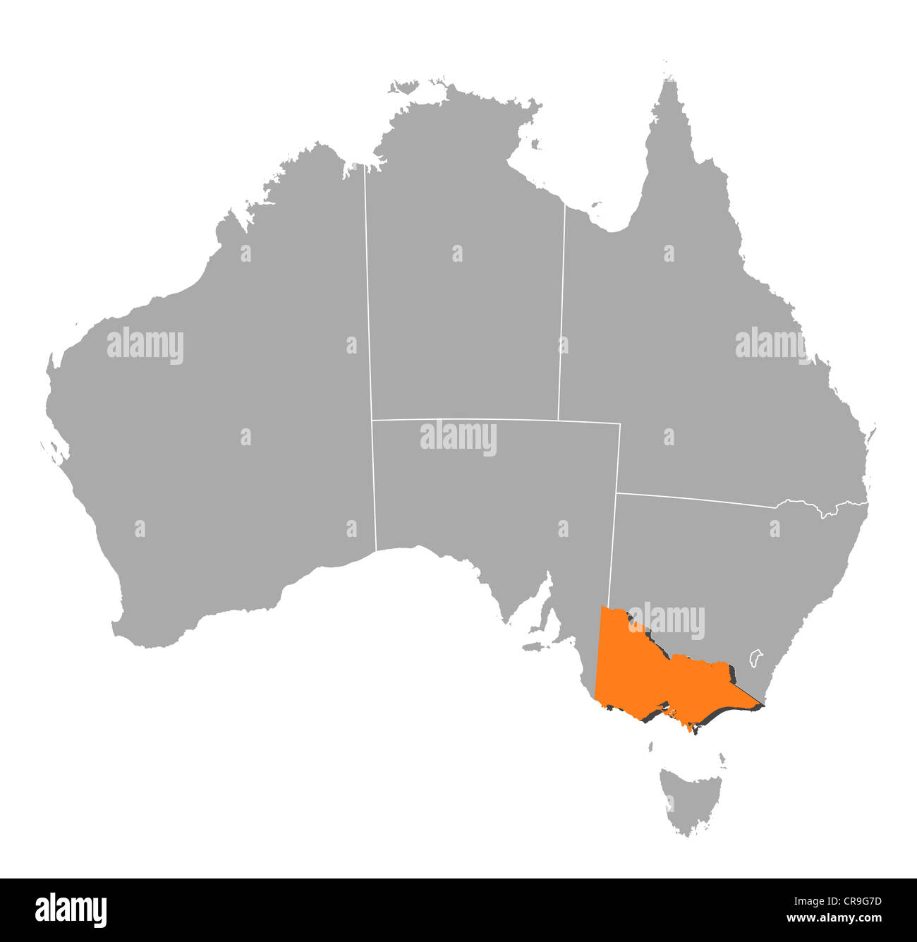 Political map of Australia with the several states where Victoria is ...