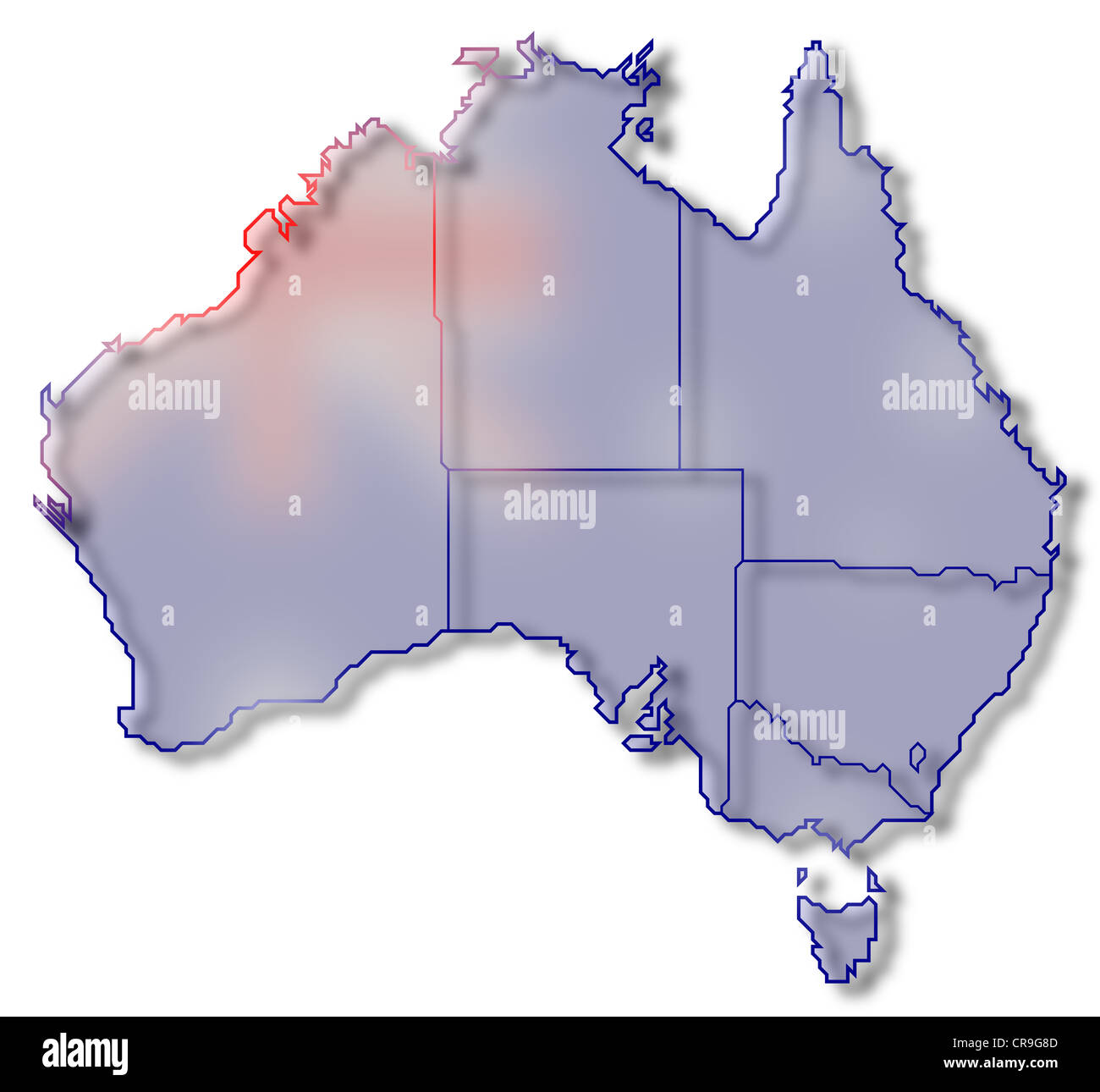 Political map of Australia with the several states Stock Photo - Alamy