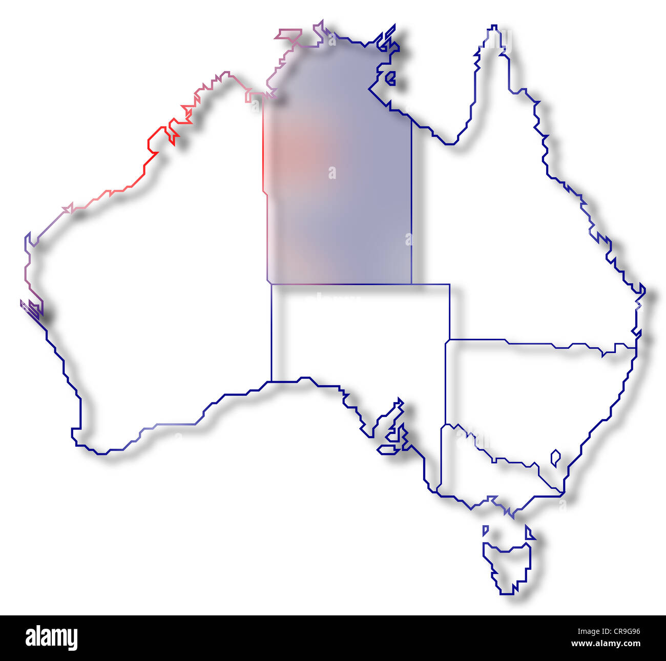 Political map of Australia with the several states where Northern ...