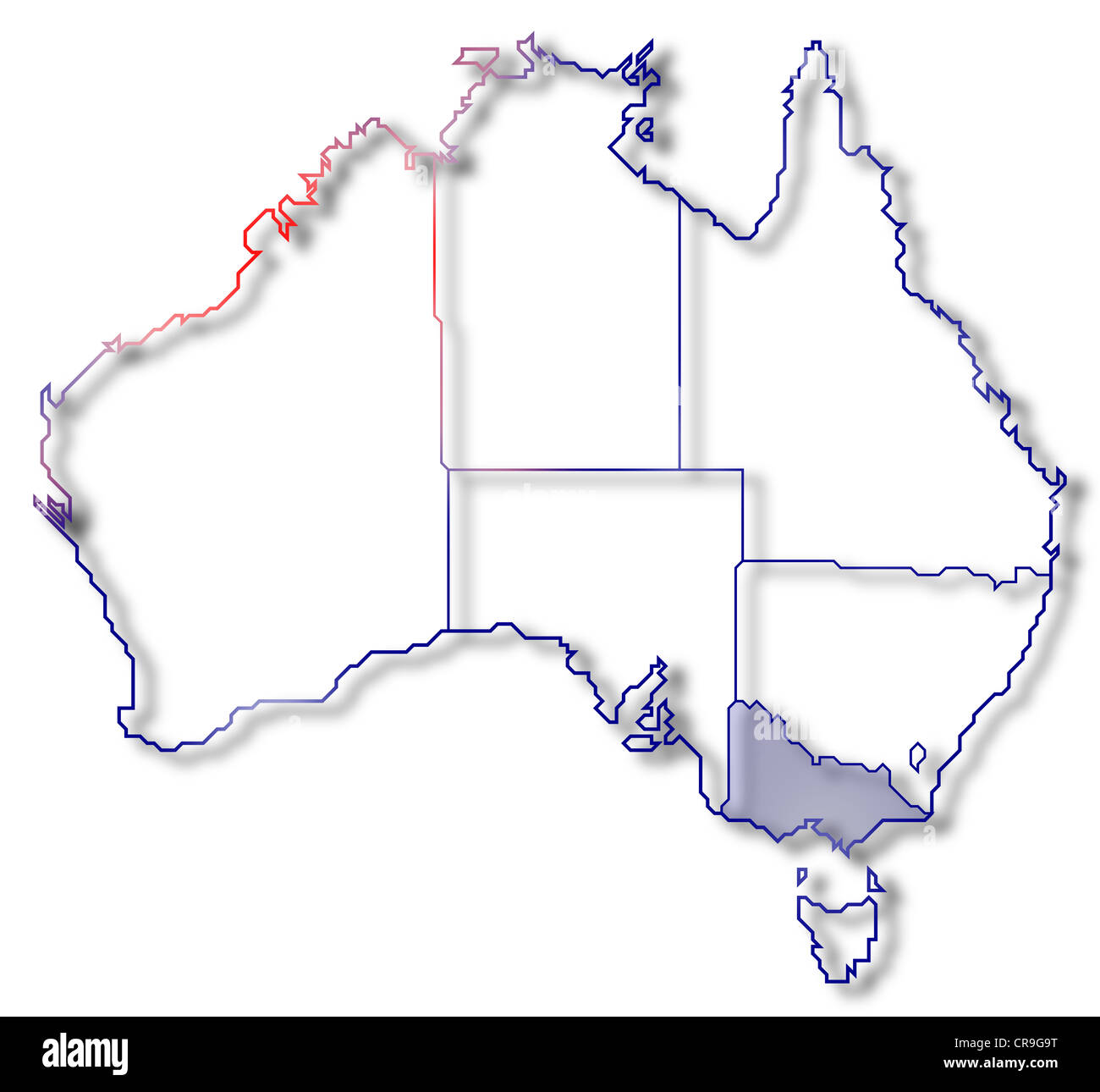 Political map of Australia with the several states where Victoria is ...