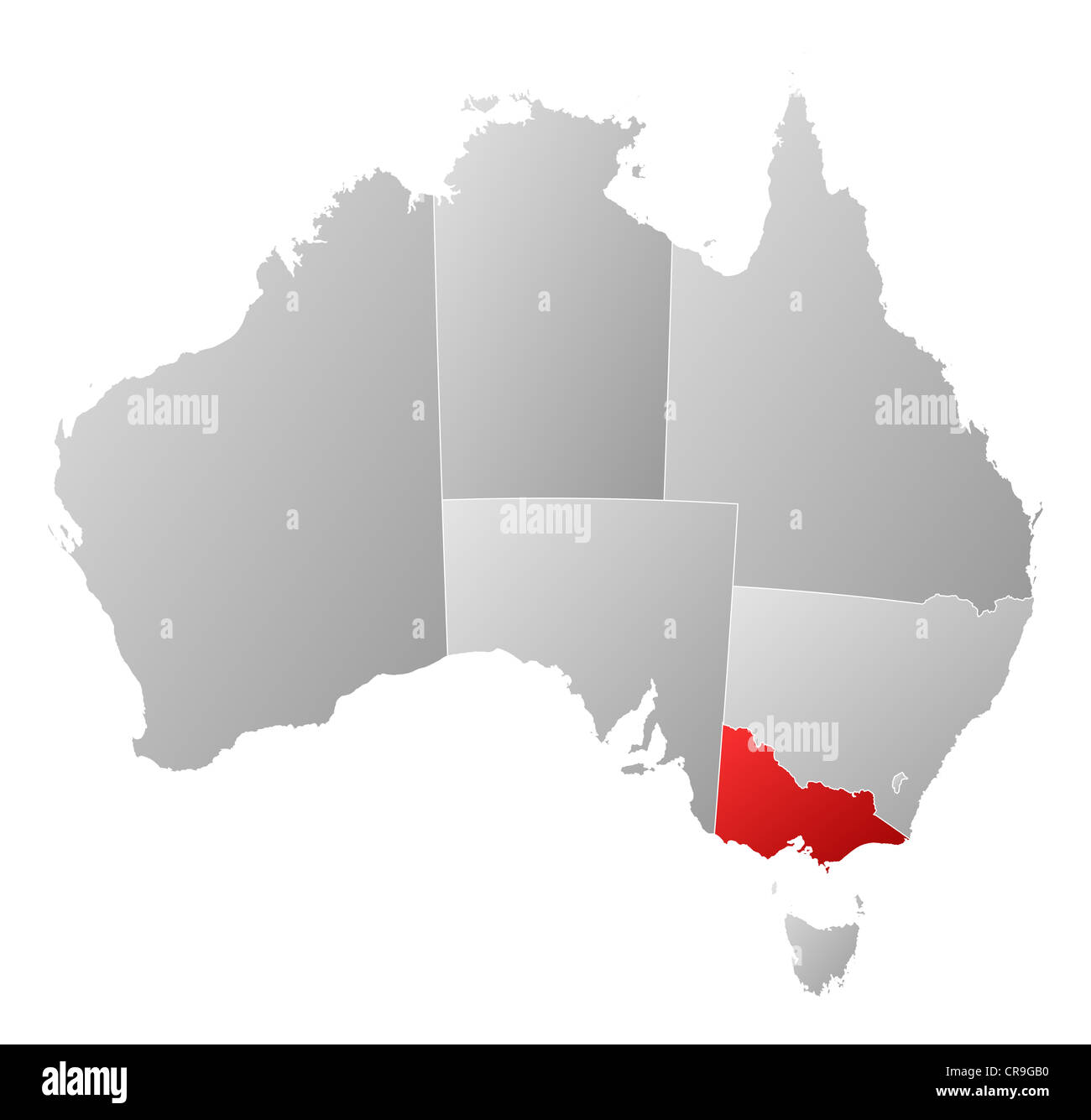 Political map of Australia with the several states where Victoria is ...