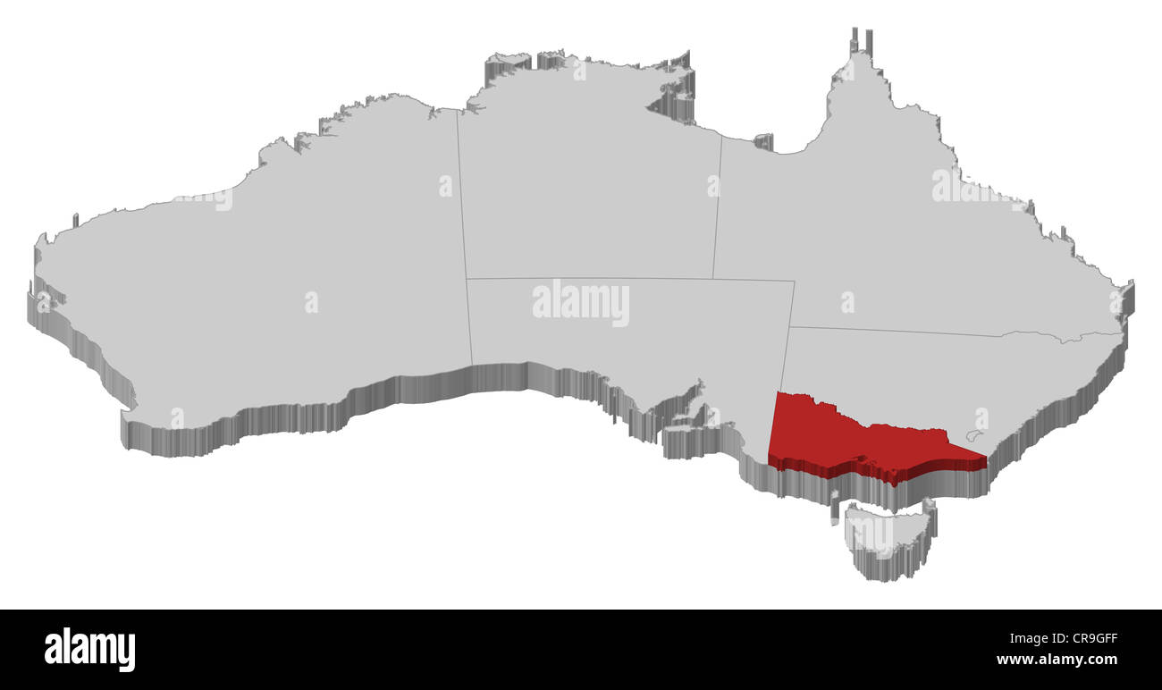 Political map of Australia with the several states where Victoria is ...