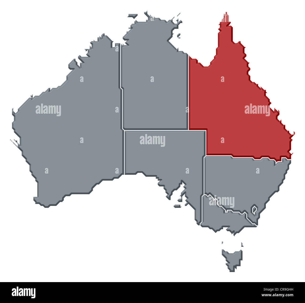 Australia map queensland highlighted Cut Out Stock Images & Pictures ...