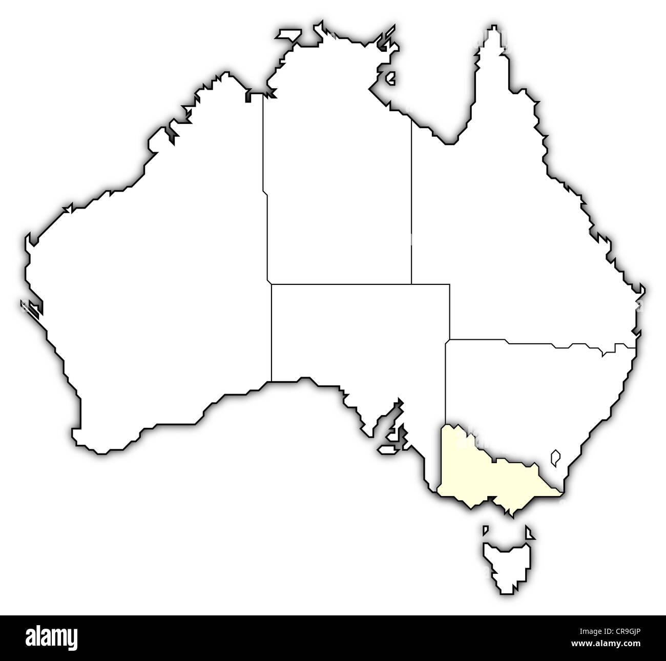 Political map of Australia with the several states where Victoria is ...
