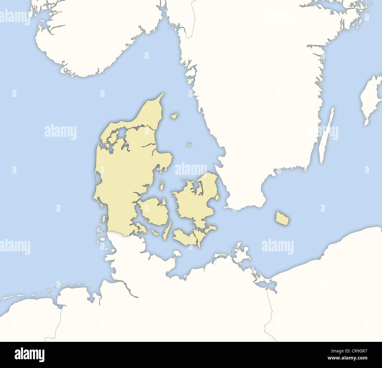 Political map of Danmark with the several regions Stock Photo - Alamy