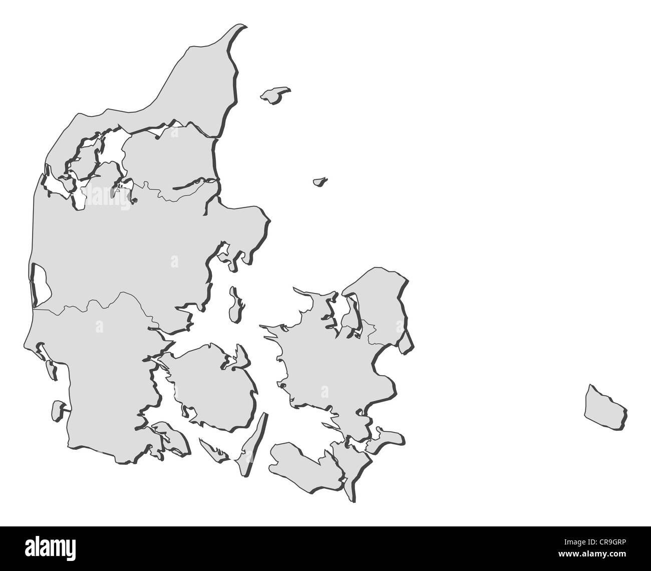 Political map of Danmark with the several regions Stock Photo - Alamy