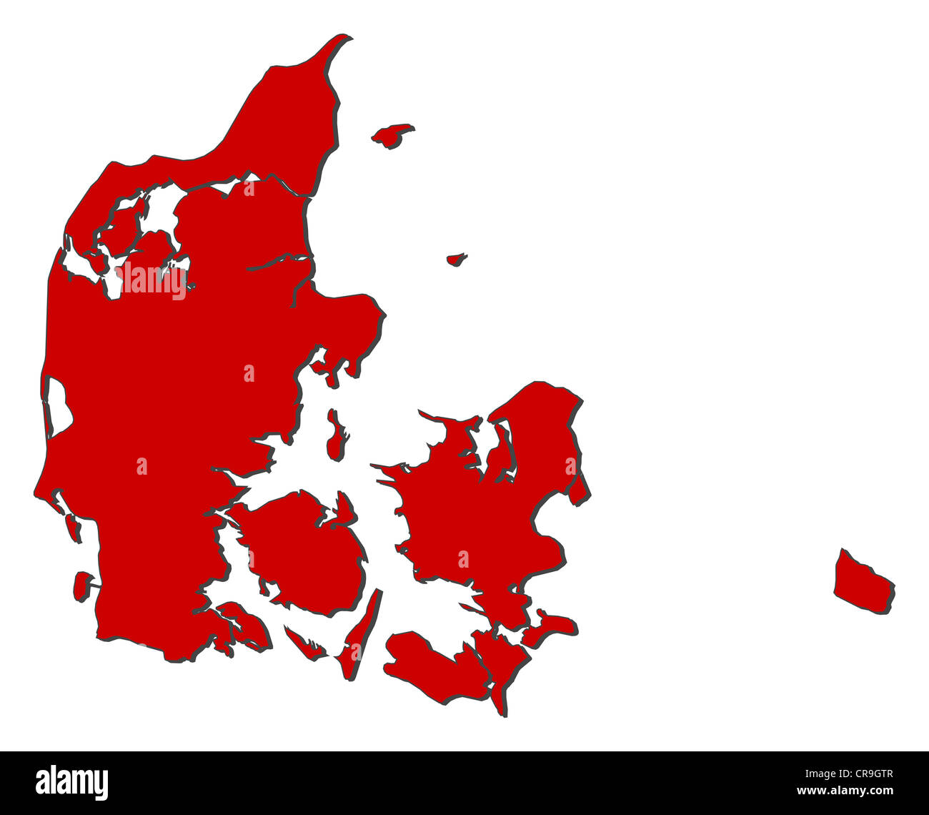 Political map of Danmark with the several regions Stock Photo - Alamy