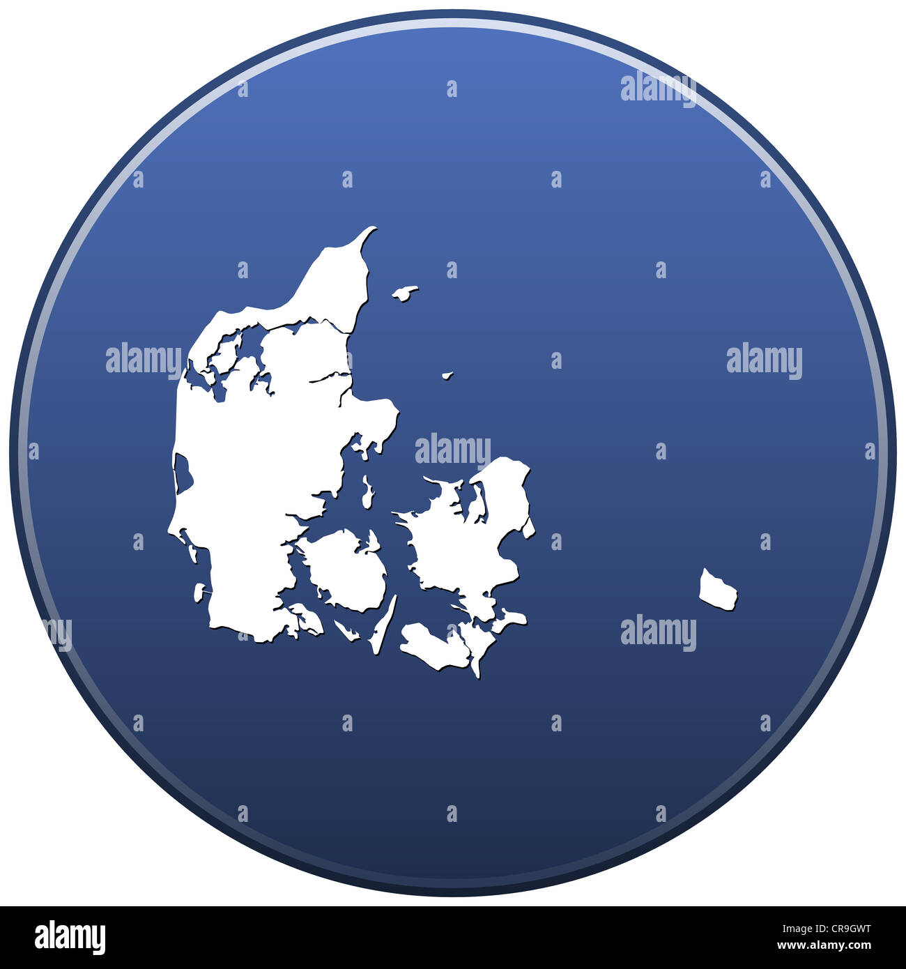 Political map of Danmark with the several regions Stock Photo - Alamy
