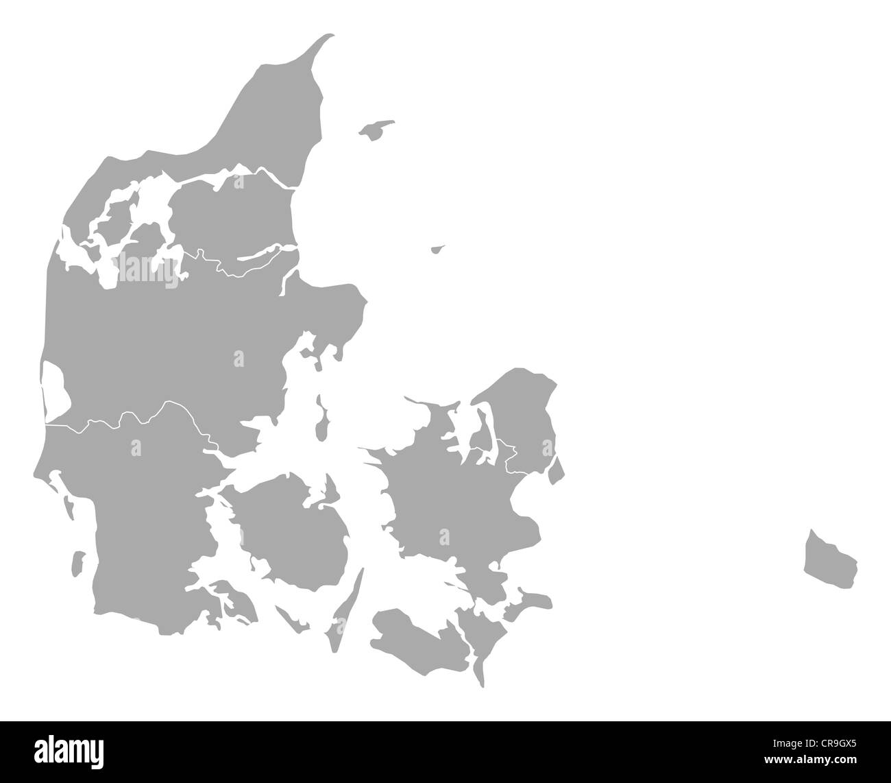 Political map of Danmark with the several regions Stock Photo - Alamy