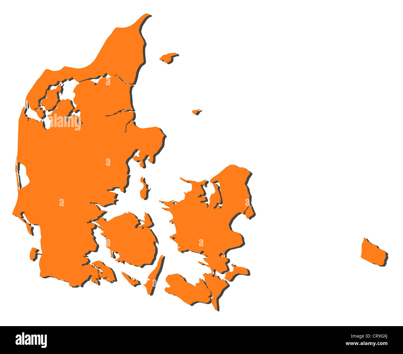 Political map of Danmark with the several regions Stock Photo - Alamy