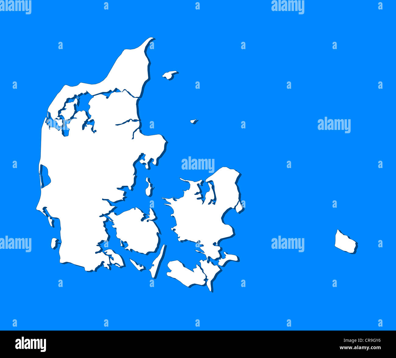 Political map of Danmark with the several regions Stock Photo - Alamy