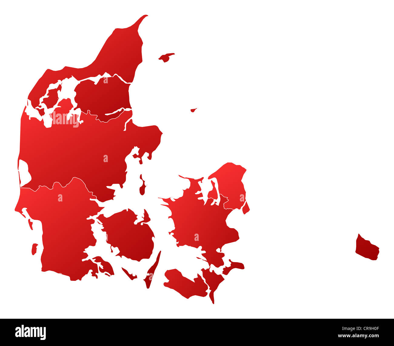 Political map of Danmark with the several regions Stock Photo - Alamy