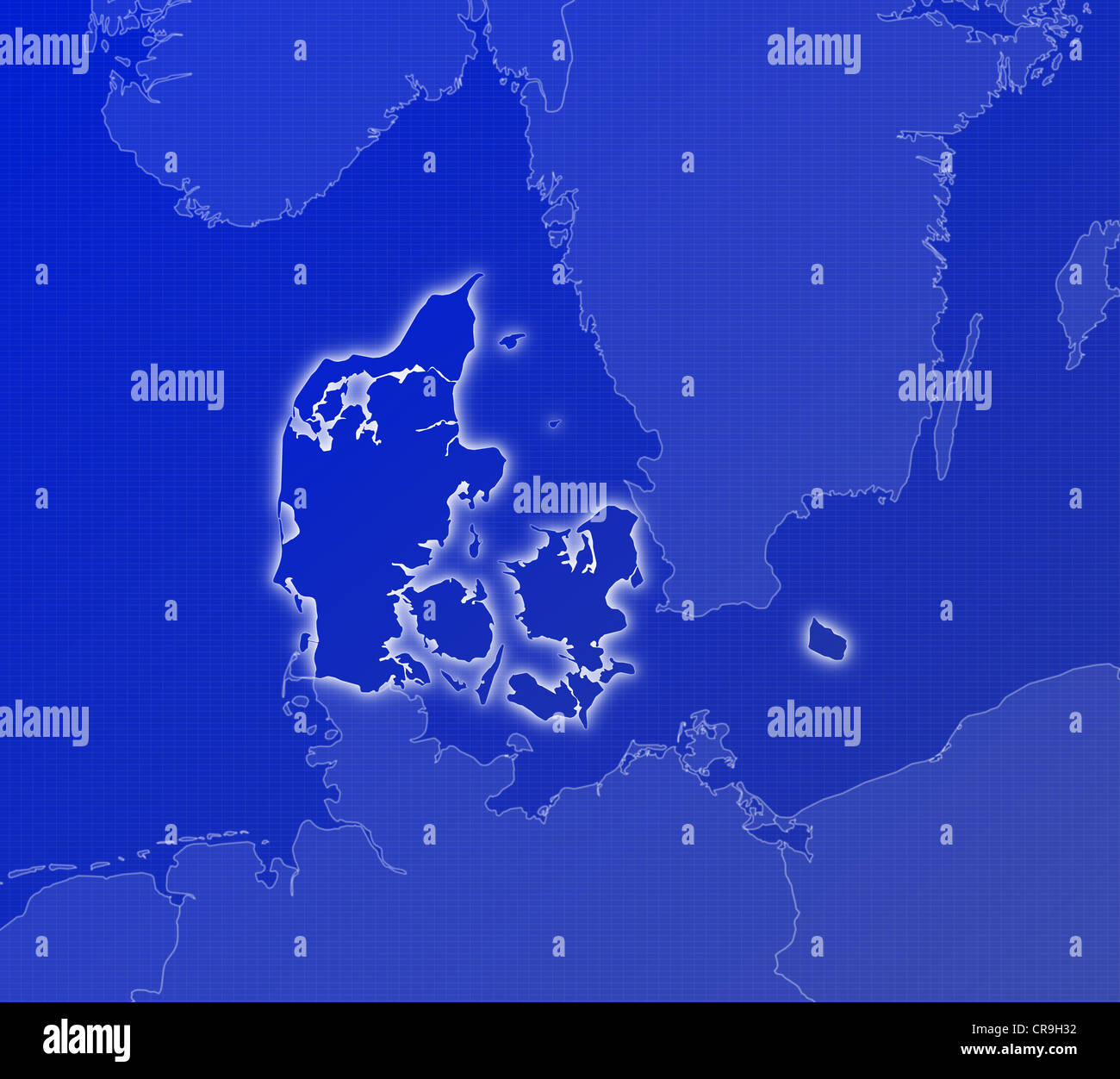 Political map of Danmark with the several regions Stock Photo - Alamy