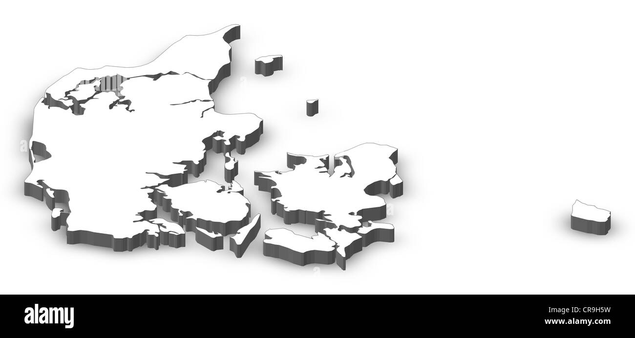 Political map of Danmark with the several regions Stock Photo - Alamy