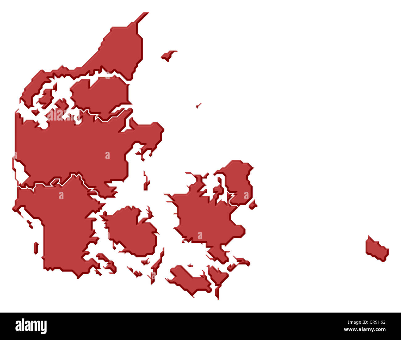 Political map of Danmark with the several regions Stock Photo - Alamy